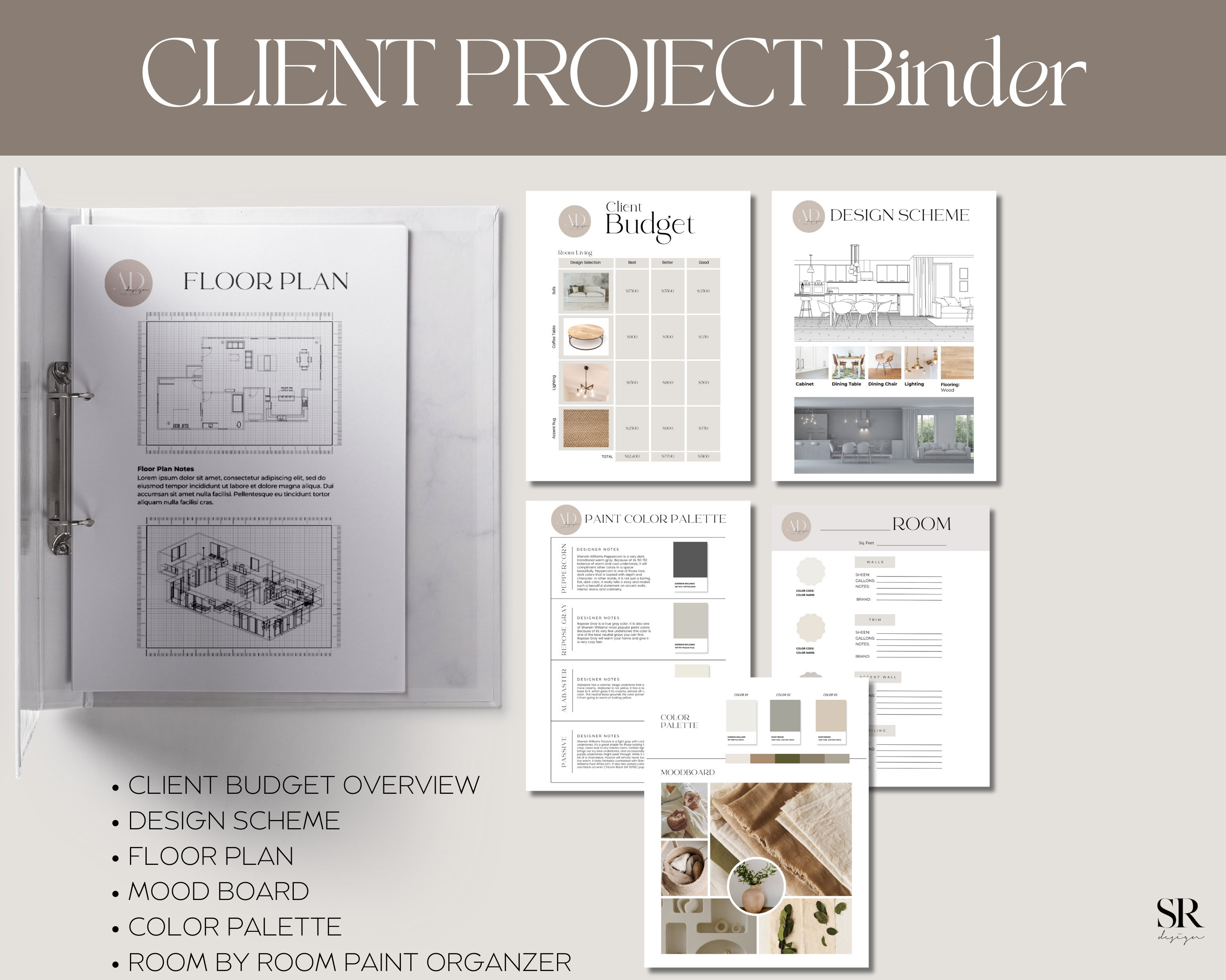 Interior Design Client Binder Notebook, Essential Project Management ...