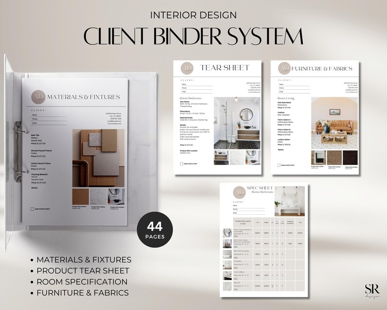 Interior Design Client Binder System, Project Management ...