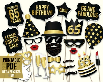 Birthday Photo Booth Props: Printable PDF. Pink and Gold | Etsy