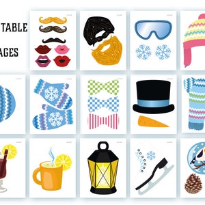 Printable Winter Photo Booth Props, PDF. Christmas Photo Props. Winter ...