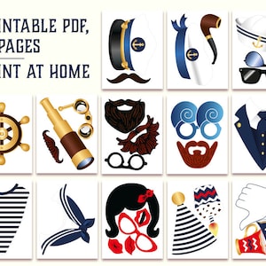Nautical First Birthday Photo Booth Props: Printable PDF File. Captain ...