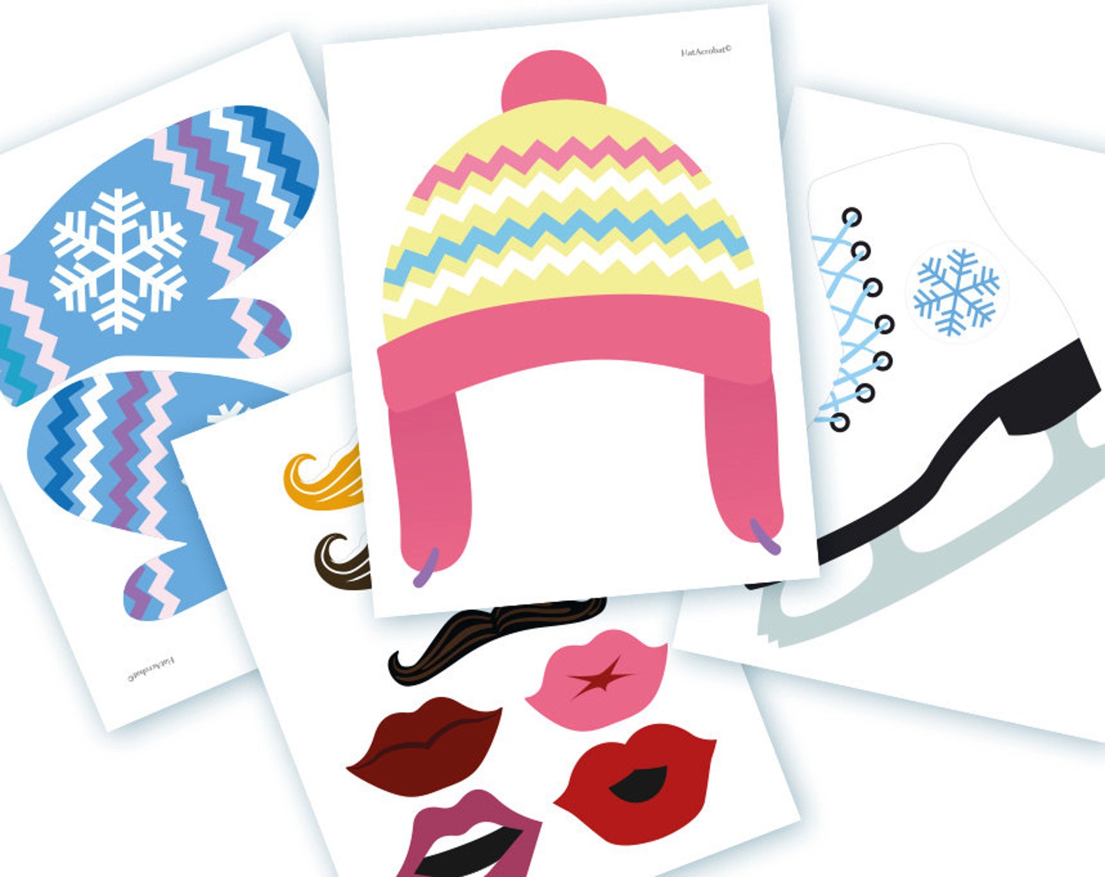 Printable Winter Photo Booth Props, PDF. Christmas Photo Props. Winter ...