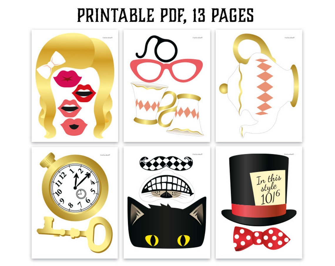 Alice Photo Booth Props: Printable PDF. Alice's Adventures - Etsy
