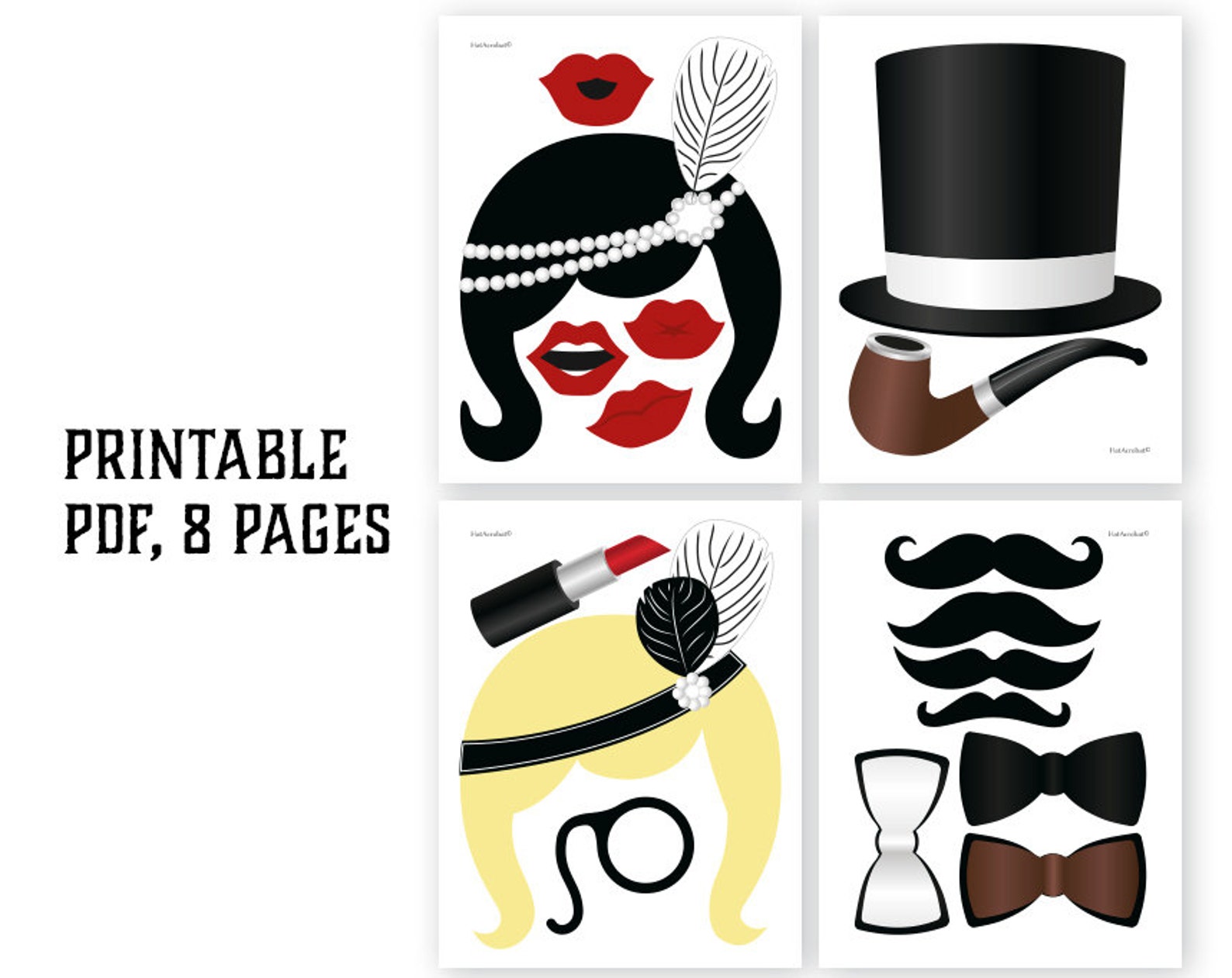 Vintage Photo Booth Props: Printable PDF. Classic Roaring 20s - Etsy