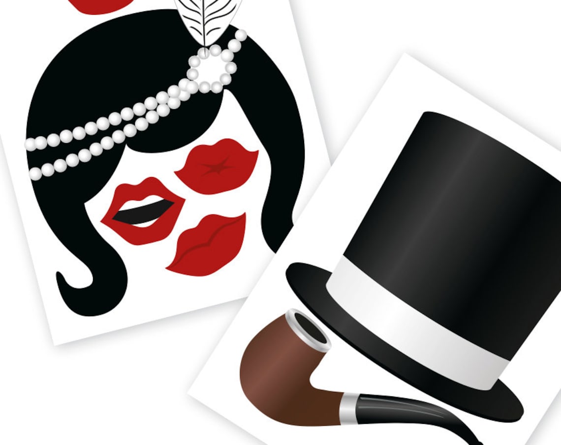 Vintage photo booth props: printable PDF. Classic roaring 20s | Etsy