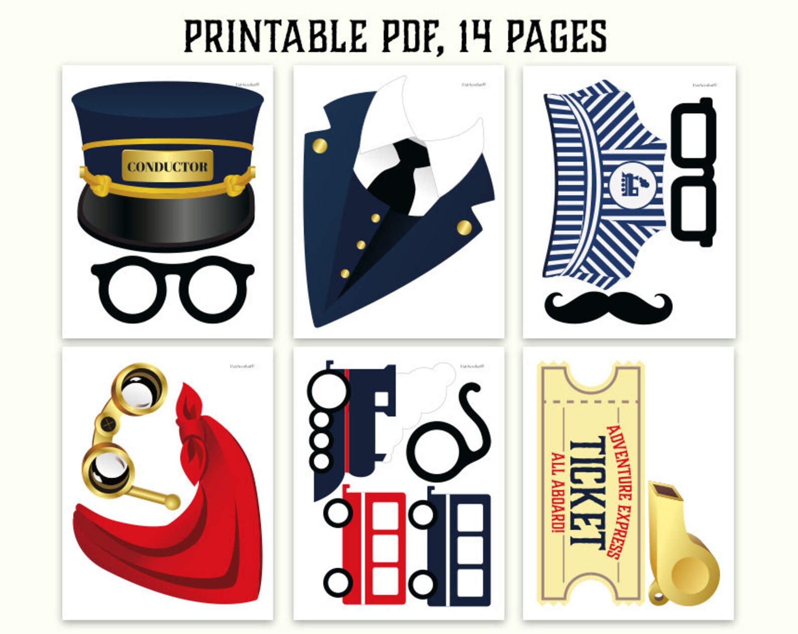 Train Party Photo Booth Props: Printable PDF. Train Party Printables ...