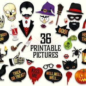 Halloween Photo Booth Props: PDF File. Halloween DIY Paper Masks ...