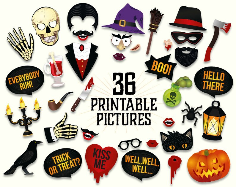 Halloween Photo Booth Props: PDF File. Halloween DIY Paper Masks ...