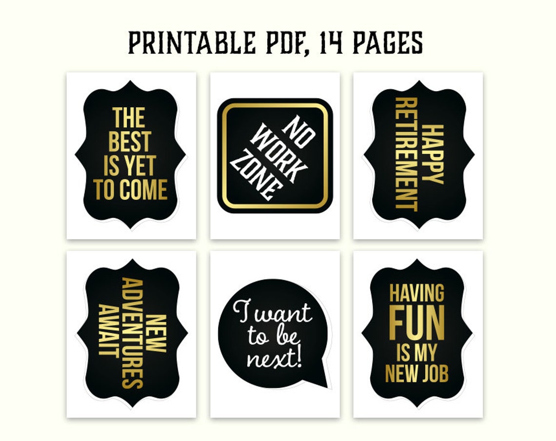 Retirement Photo Booth Props: Printable PDF. Retirement Party Ideas ...