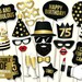 75th Birthday Photo Booth Props: Printable PDF. Black and Gold Seventy ...