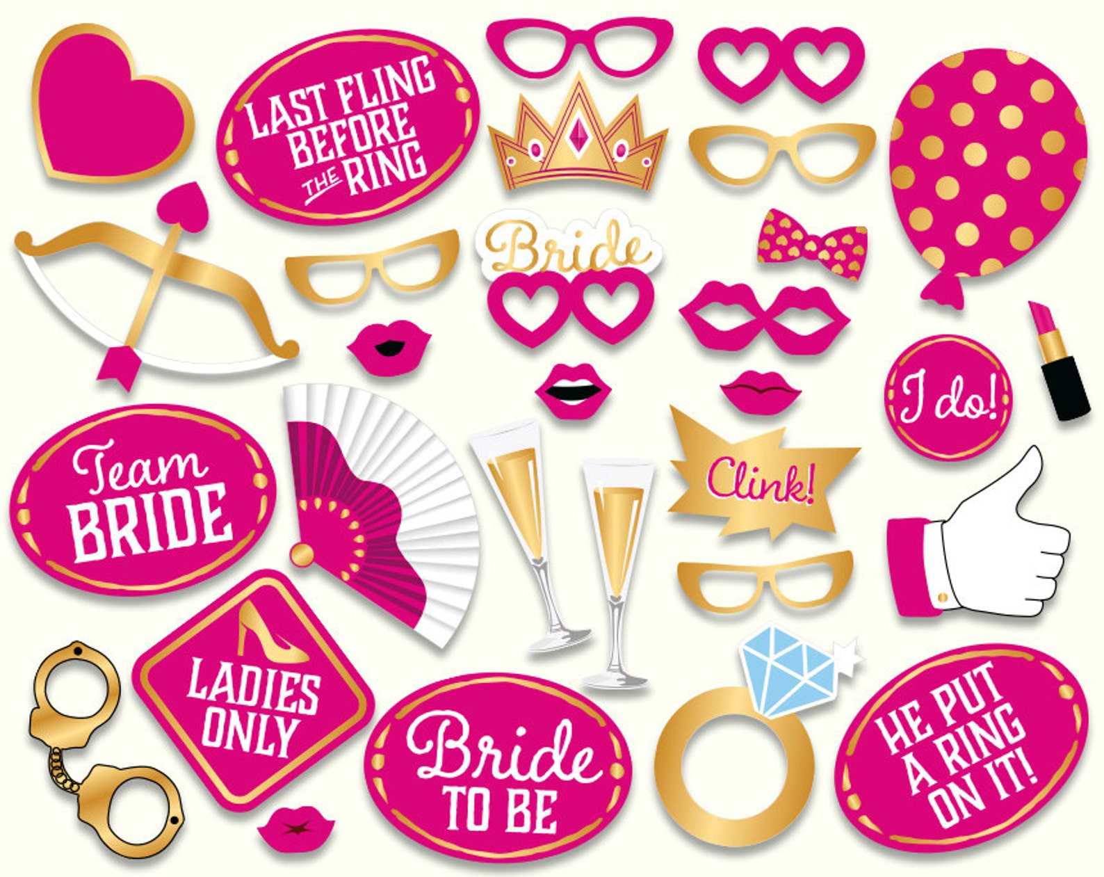 Bachelorette Photo Booth Props: Printable PDF. Bachelorette Party Photo ...