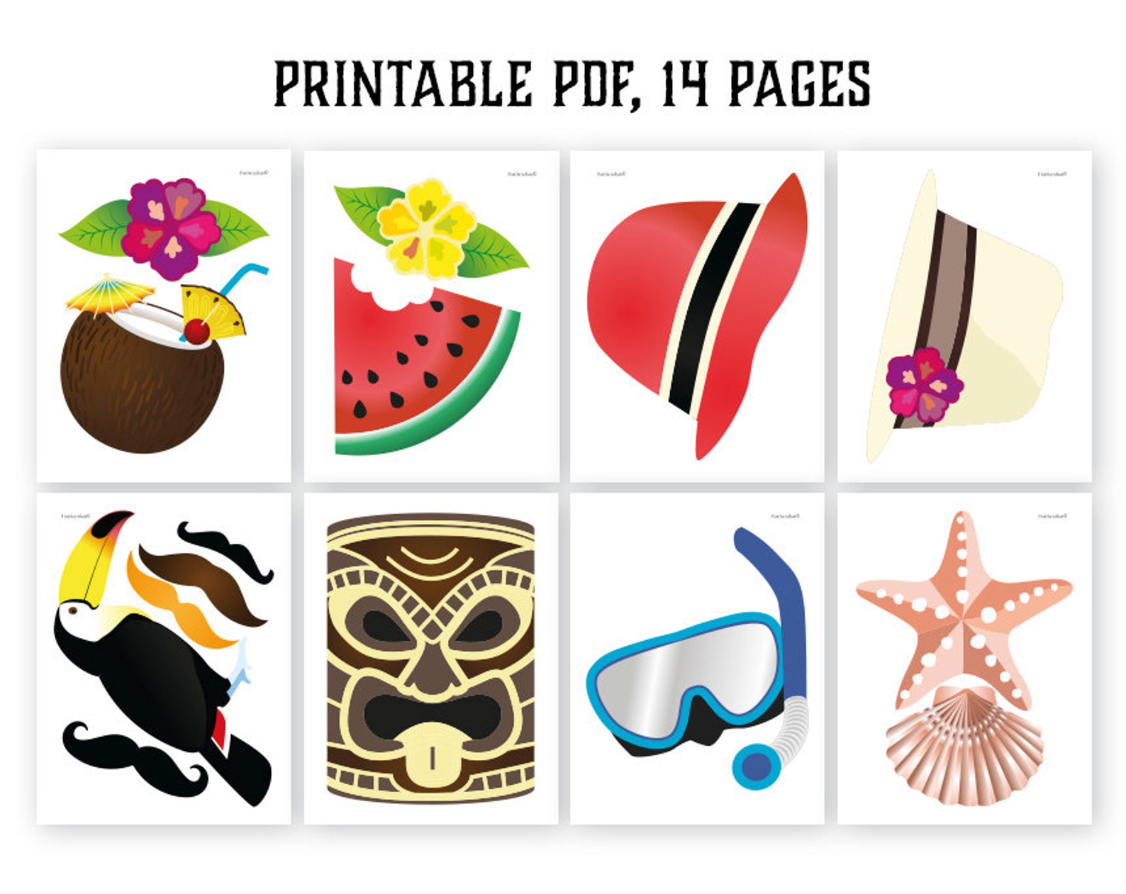 Hawaiian Photo Booth Props: Printable PDF. Luau Photo Booth Props ...