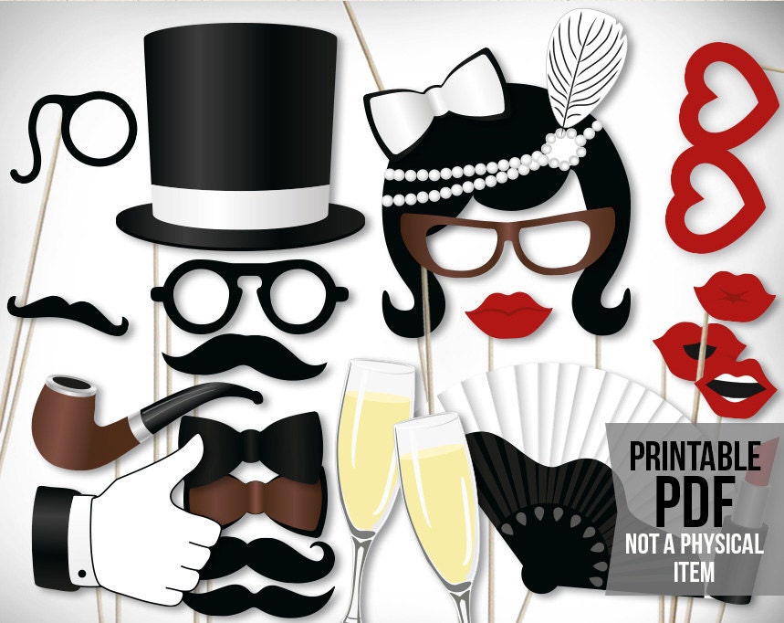 Vintage Photo Booth Props: Printable PDF. Classic Roaring 20s Photo ...