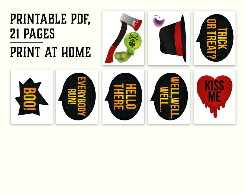 Halloween Photo Booth Props: PDF File. Halloween DIY Paper Masks ...