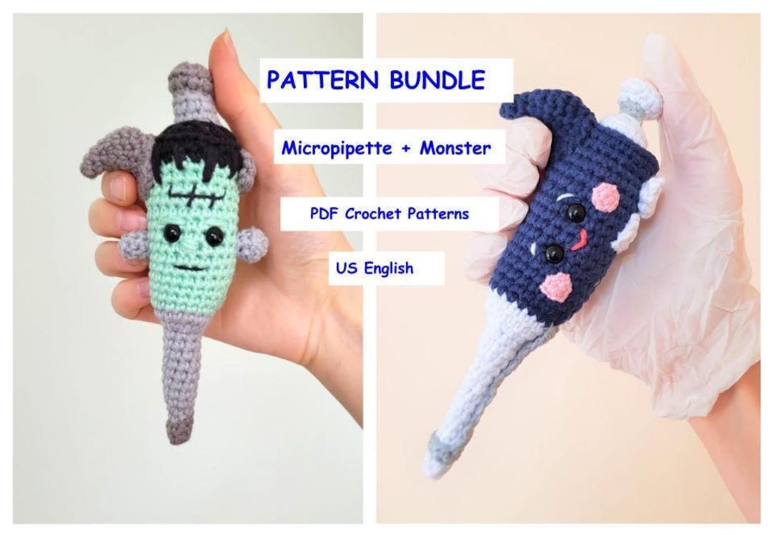 Micropipette & Monster Pipette Crochet Pattern Bundle, Amigurumi ...