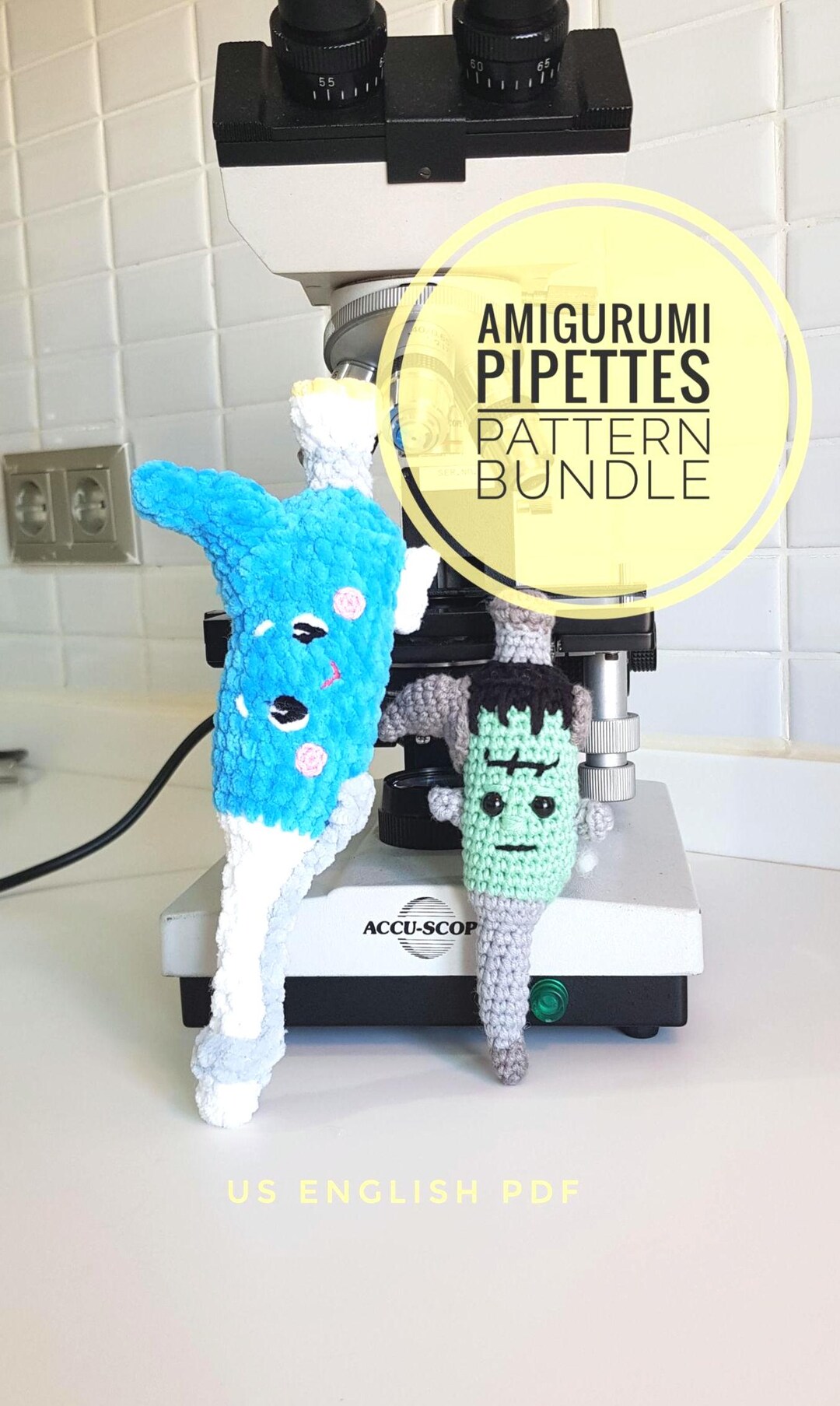 Micropipette Plush + Monster Pipette Crochet Pattern Set Amigurumi ...