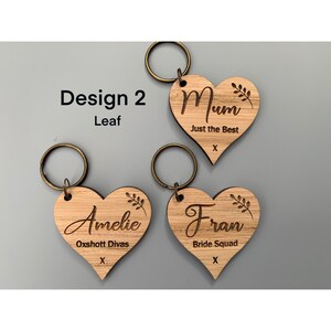 Personalised Engraved Wooden Heart Keyring / Custom Key Fob / Love ...