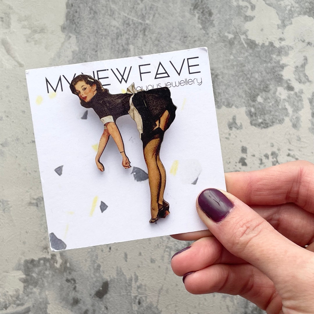 Pin-up Girl French Maid Brooch - Etsy