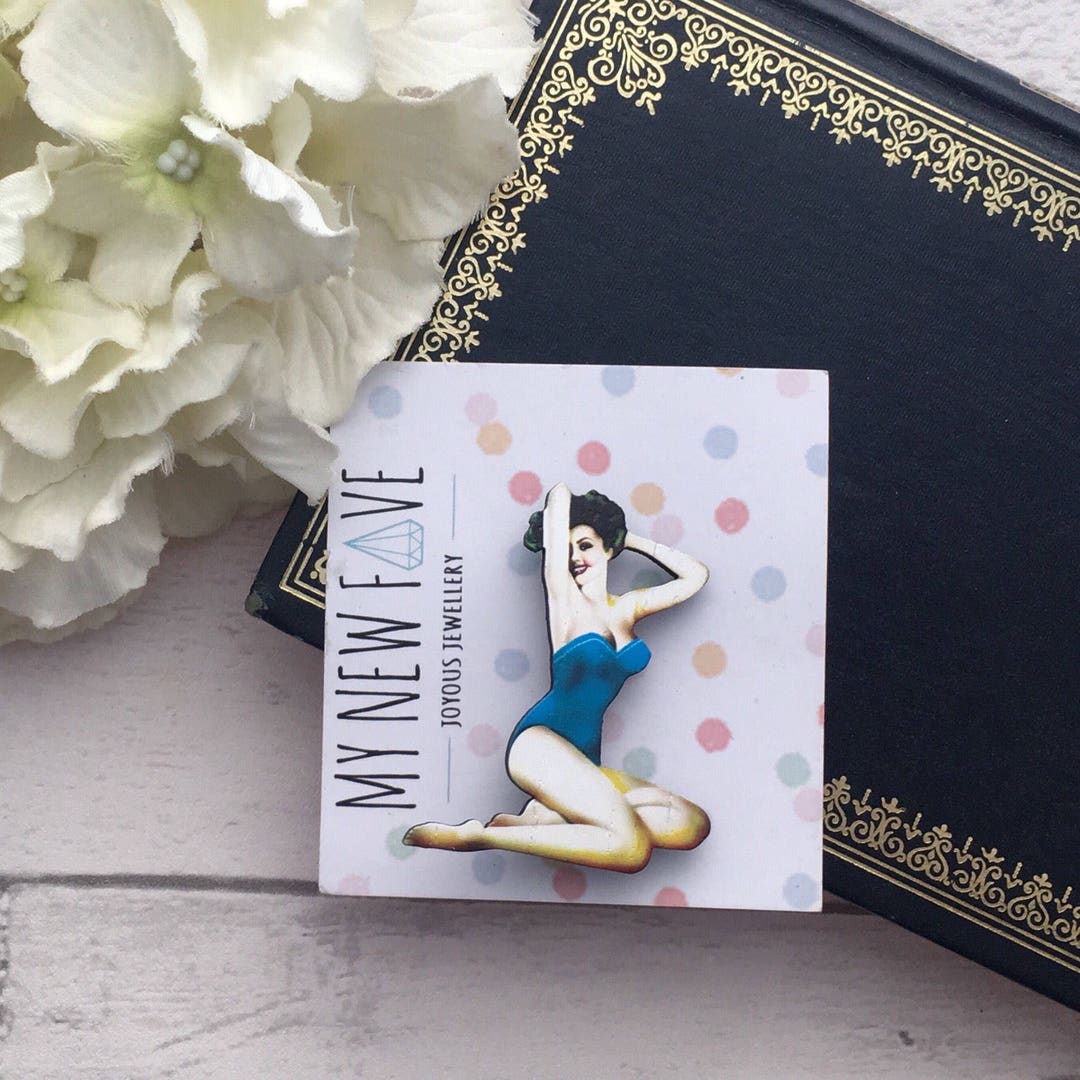 Pin up Girl Swimsuit Brooch - Etsy