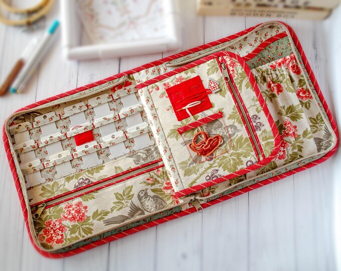 RESERVED Floral Custom Cross Stitch Tools Project Case Organizer for 8 ...