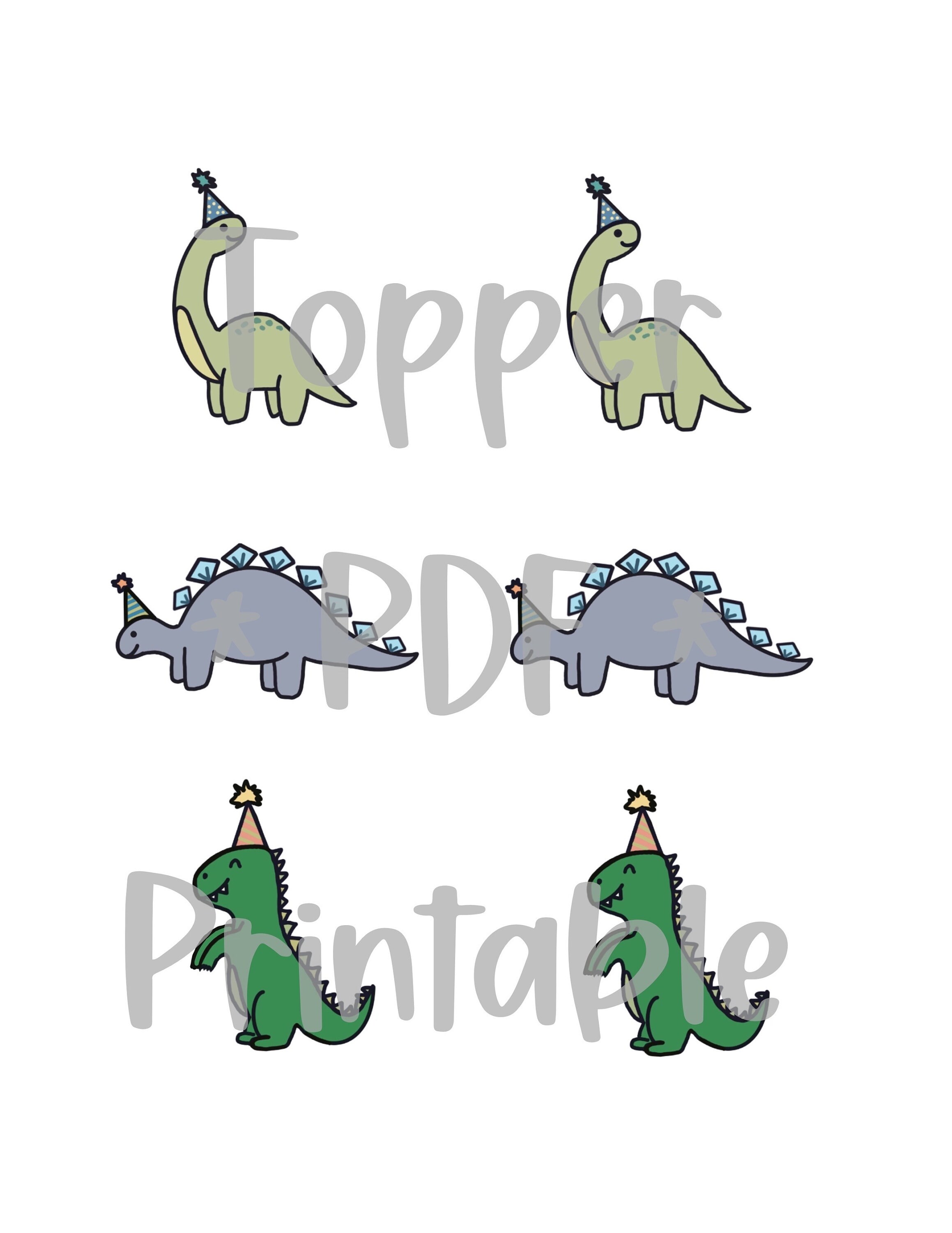 Party Dinosaur Cupcake Topper Printable - Etsy