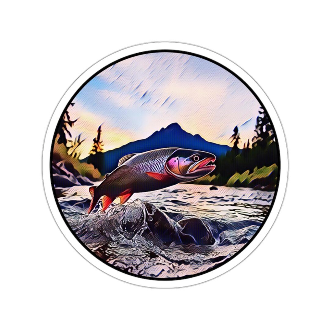 Vinyl Outdoor Jumping Rainbow Trout Decal | Outdoor Mountain, River ...