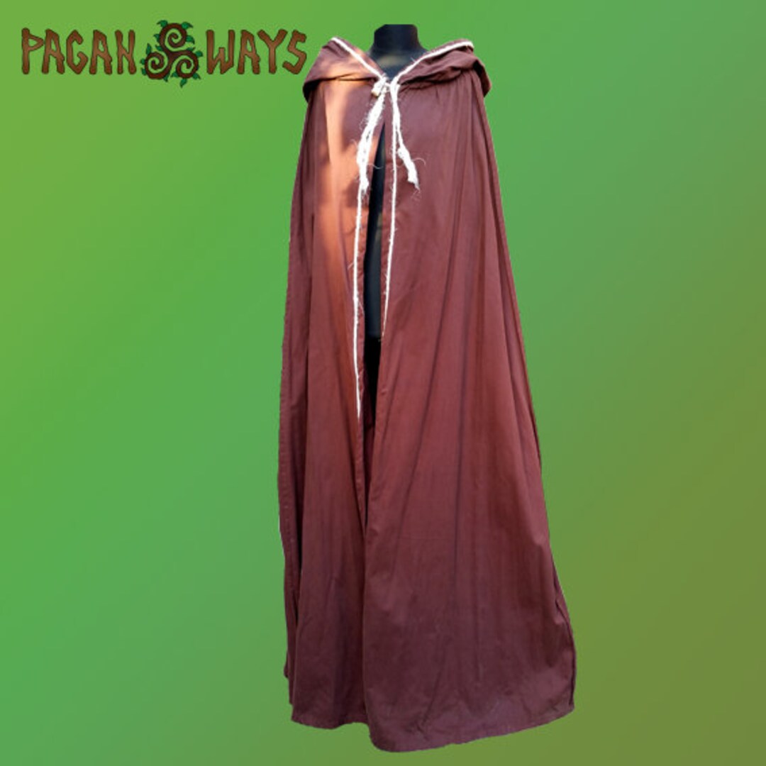 Pagan Fantasy Cloak / Cape / Robe - Brown With Offwhite Rope and Long ...