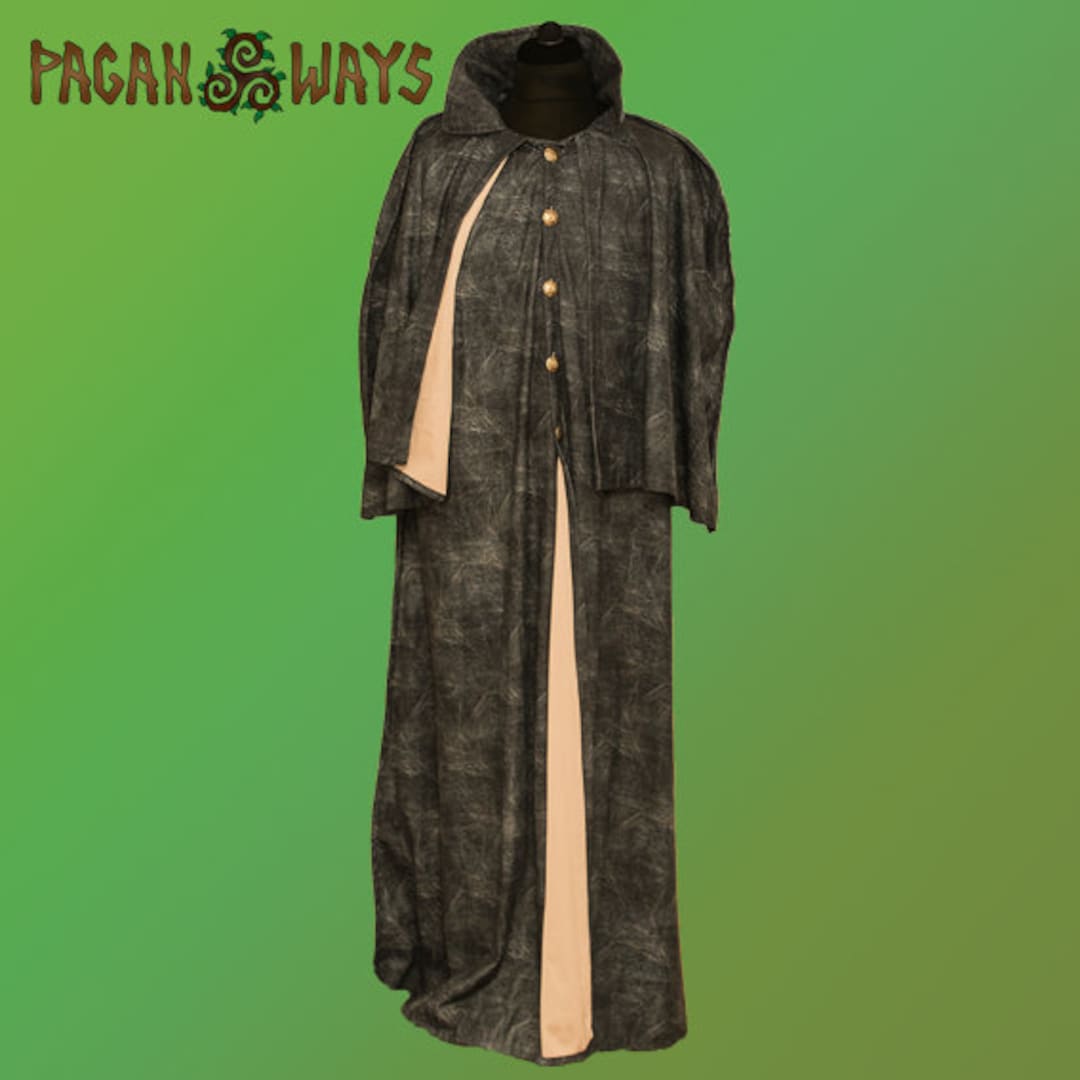 Grey Cape Cloak Coat - Fantasy Pagan Steampunk Cosplay Larp Rpg ...