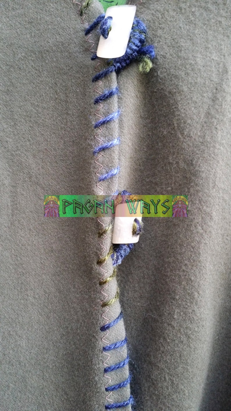 Pagan Fantasy Vest - Green Woolen Vest With Green Blue Thread - Faery ...