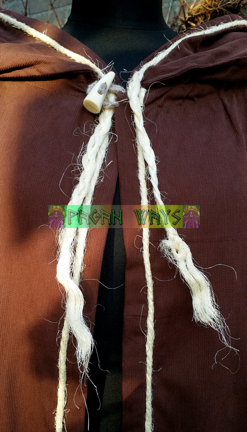 Pagan Fantasy Cloak / Cape / Robe - Brown With Offwhite Rope and Long ...