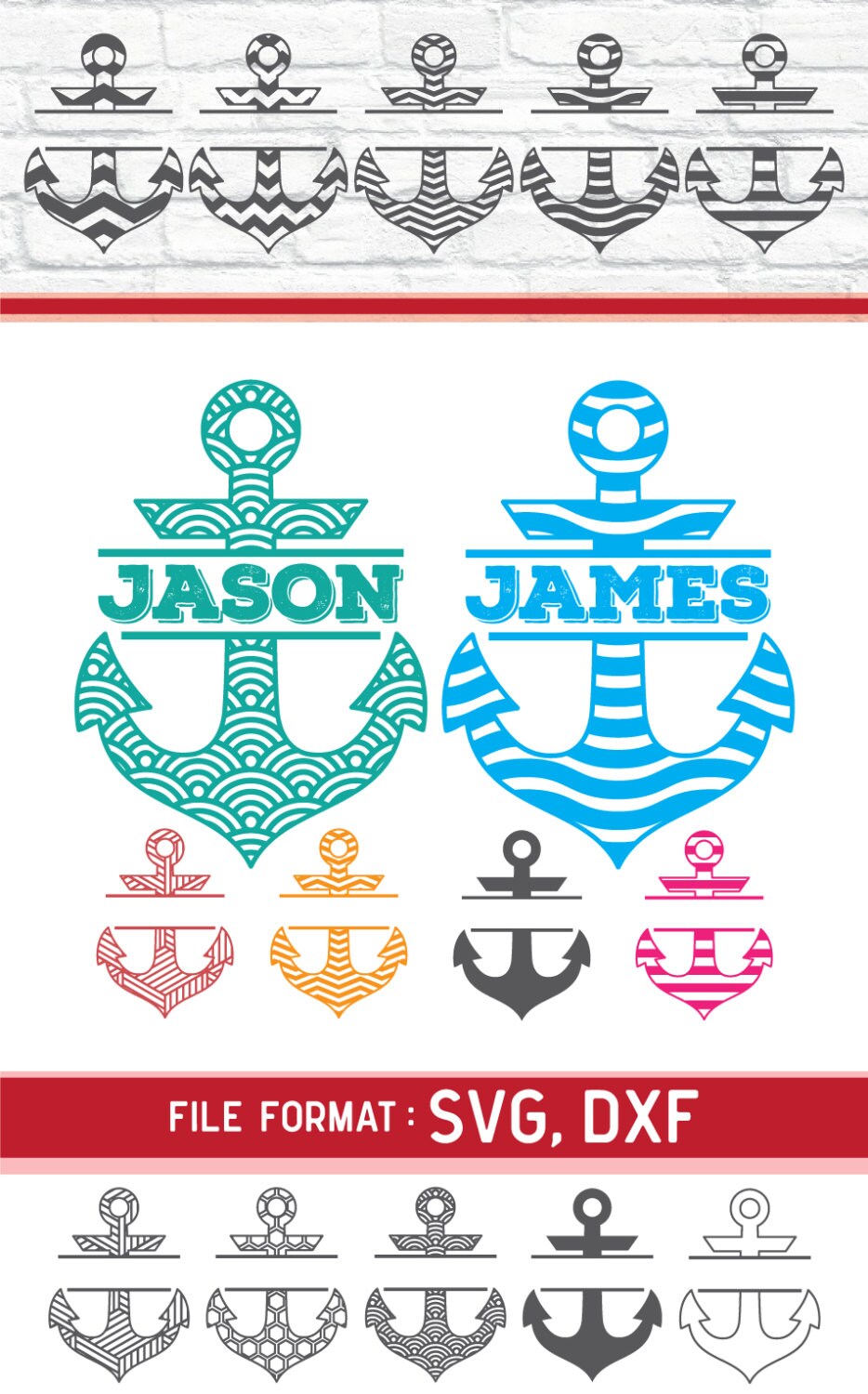 Anchor SVG Files Anchor Monogram SVG Anchor Split SVG | Etsy