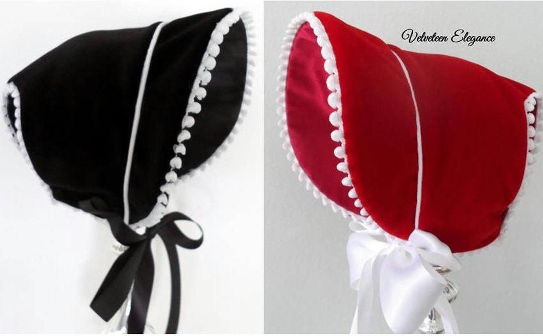 Red Velvet Bonnet/ Black Velvet Bonnet / Baby Bonnet / Girls Bonnet ...