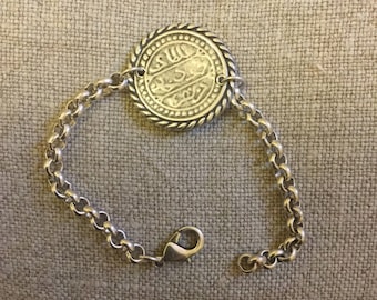 Silver coin bracelet | Etsy