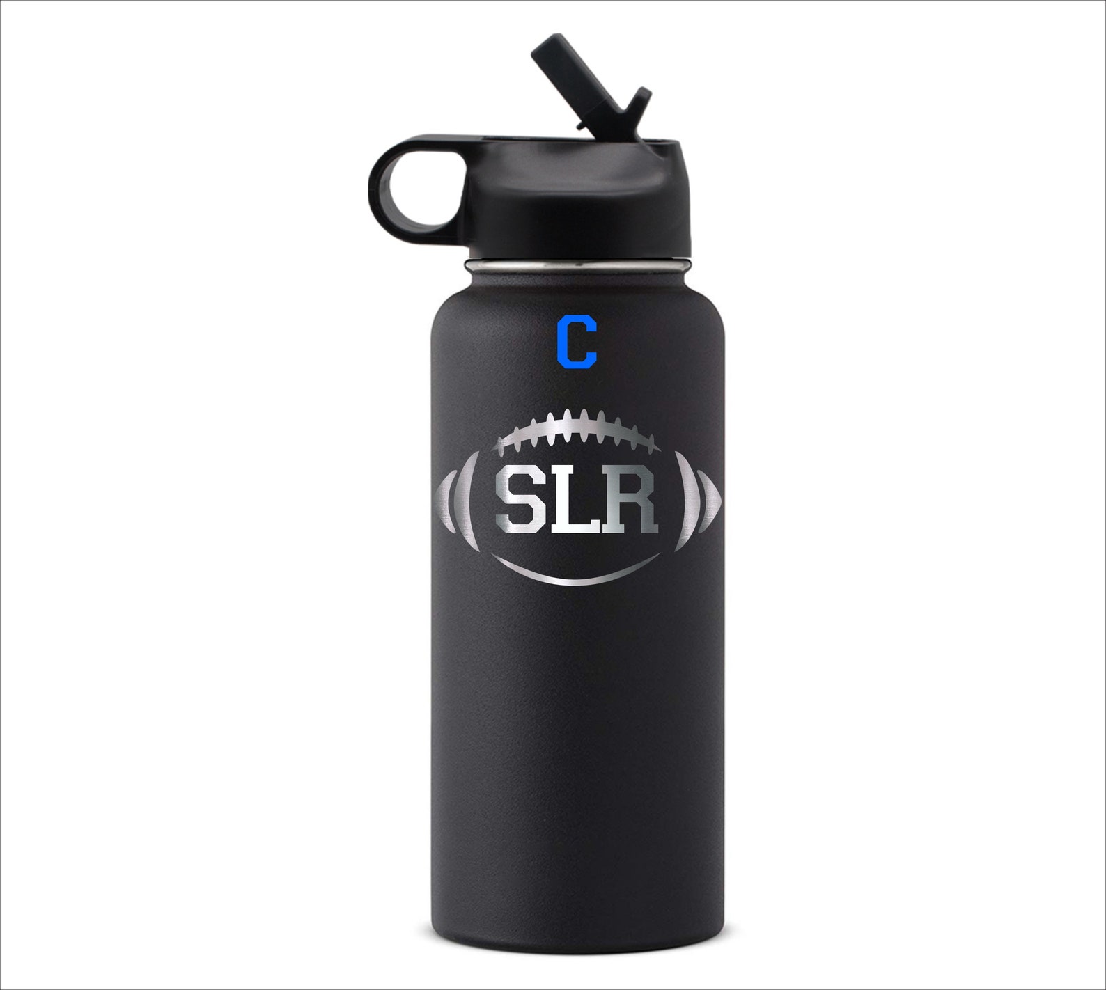Football Water Bottle W/straw Lid Sports Water Bottle - Etsy