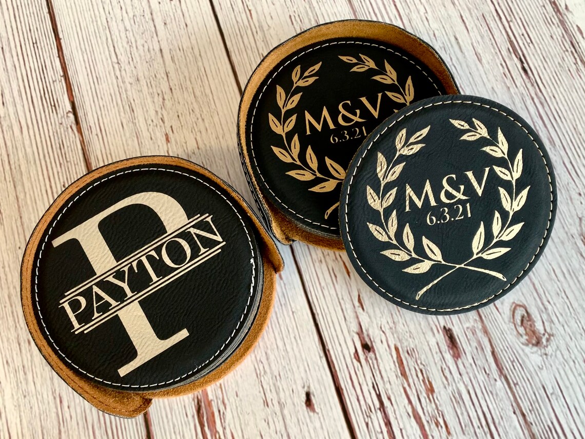 Monogrammed Coaster Set Customized Coasters Personalized | Etsy
