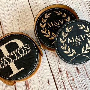 Monogrammed Coaster Set, Customized Coasters, Personalized Coasters, Personalized Gift, Wedding ...
