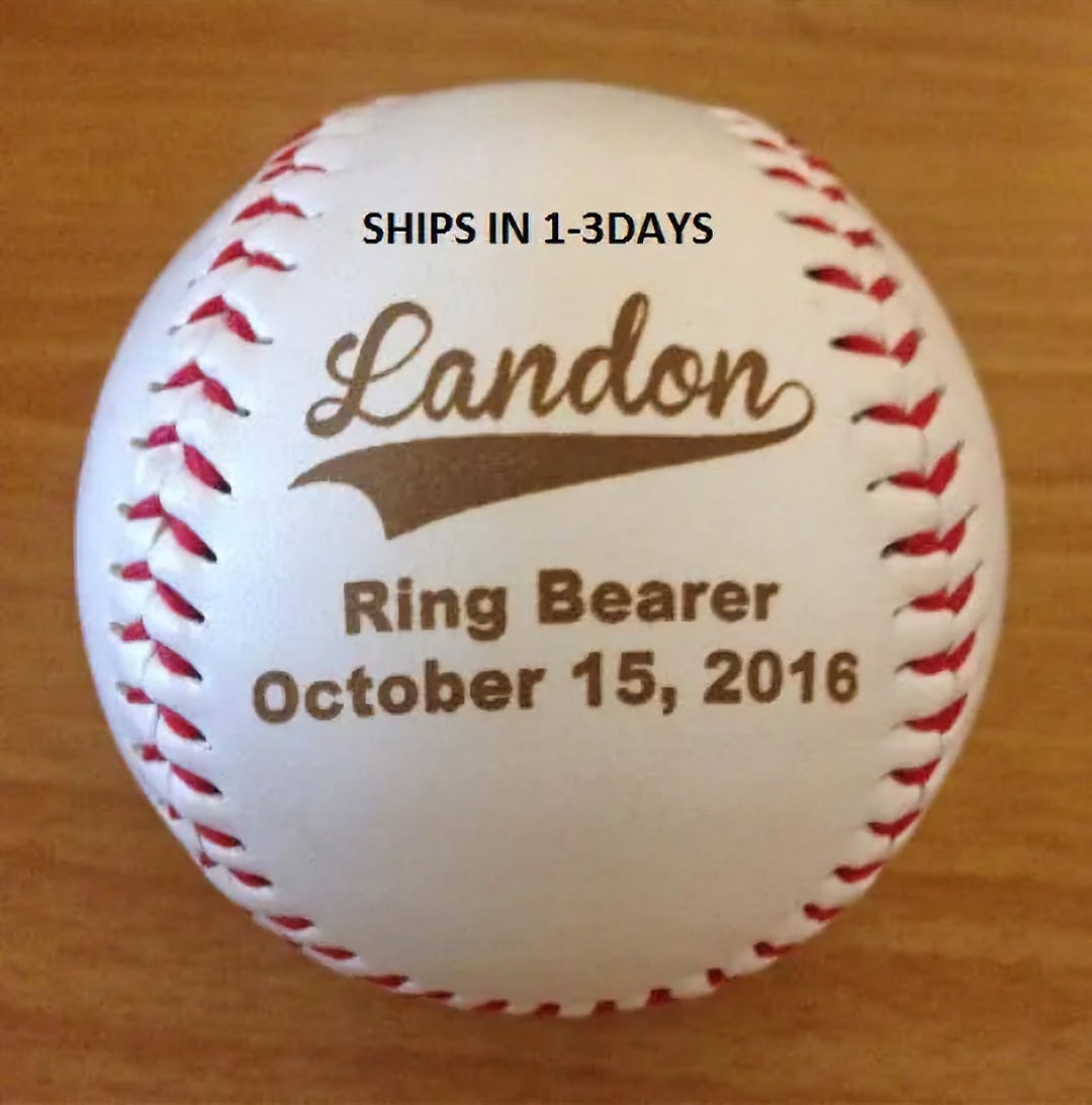 Two Sided Engraving Ring Bearer Baseball, Personalized Baseball ...