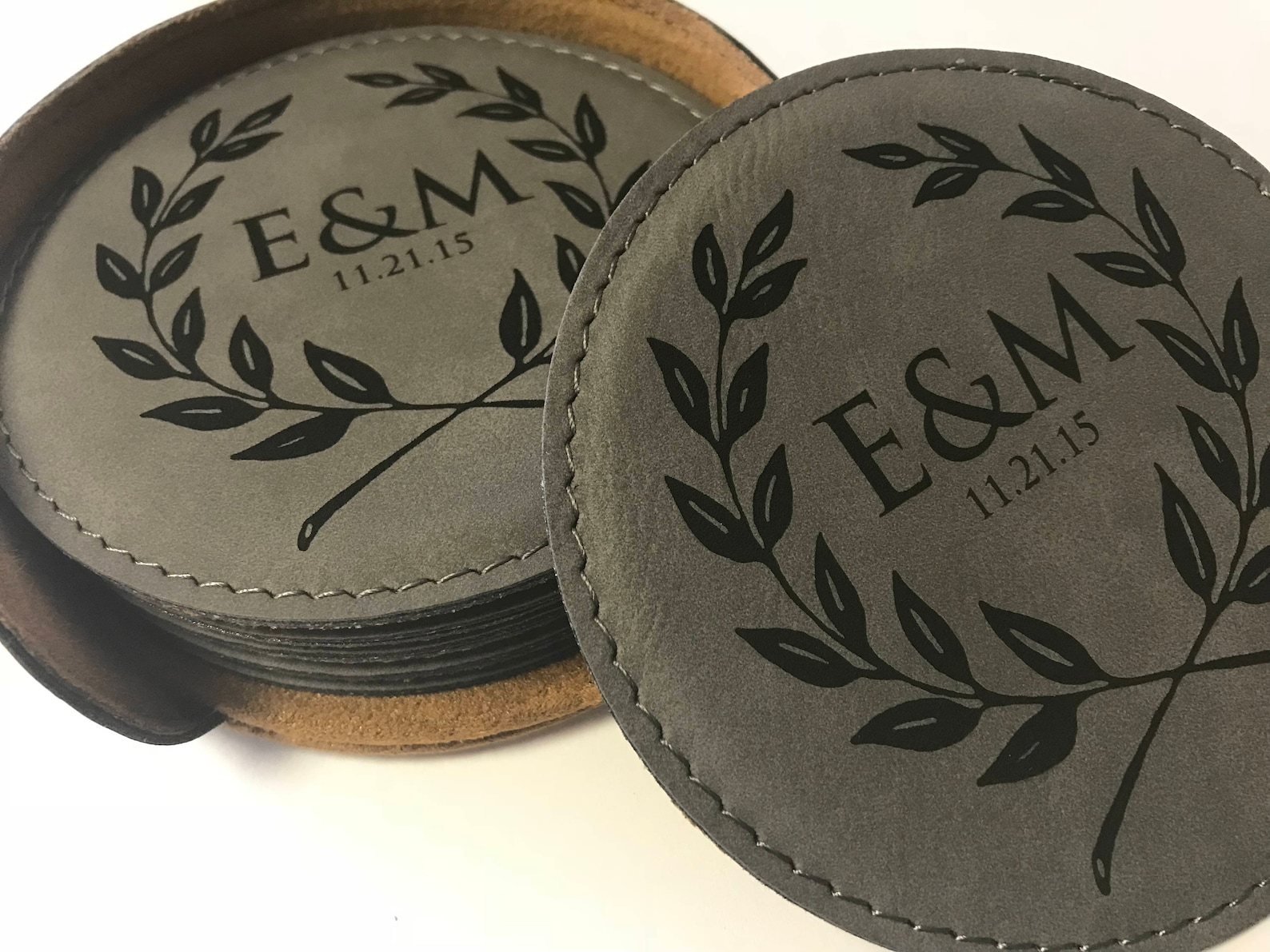 Monogrammed Coaster Set Customized Coasters Personalized | Etsy