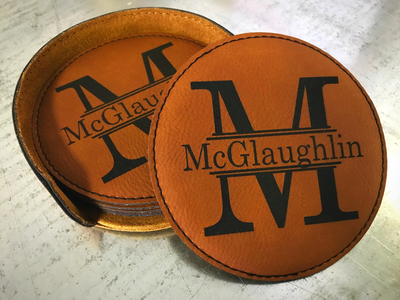 Monogrammed Coaster Set Customized Coasters Personalized - Etsy