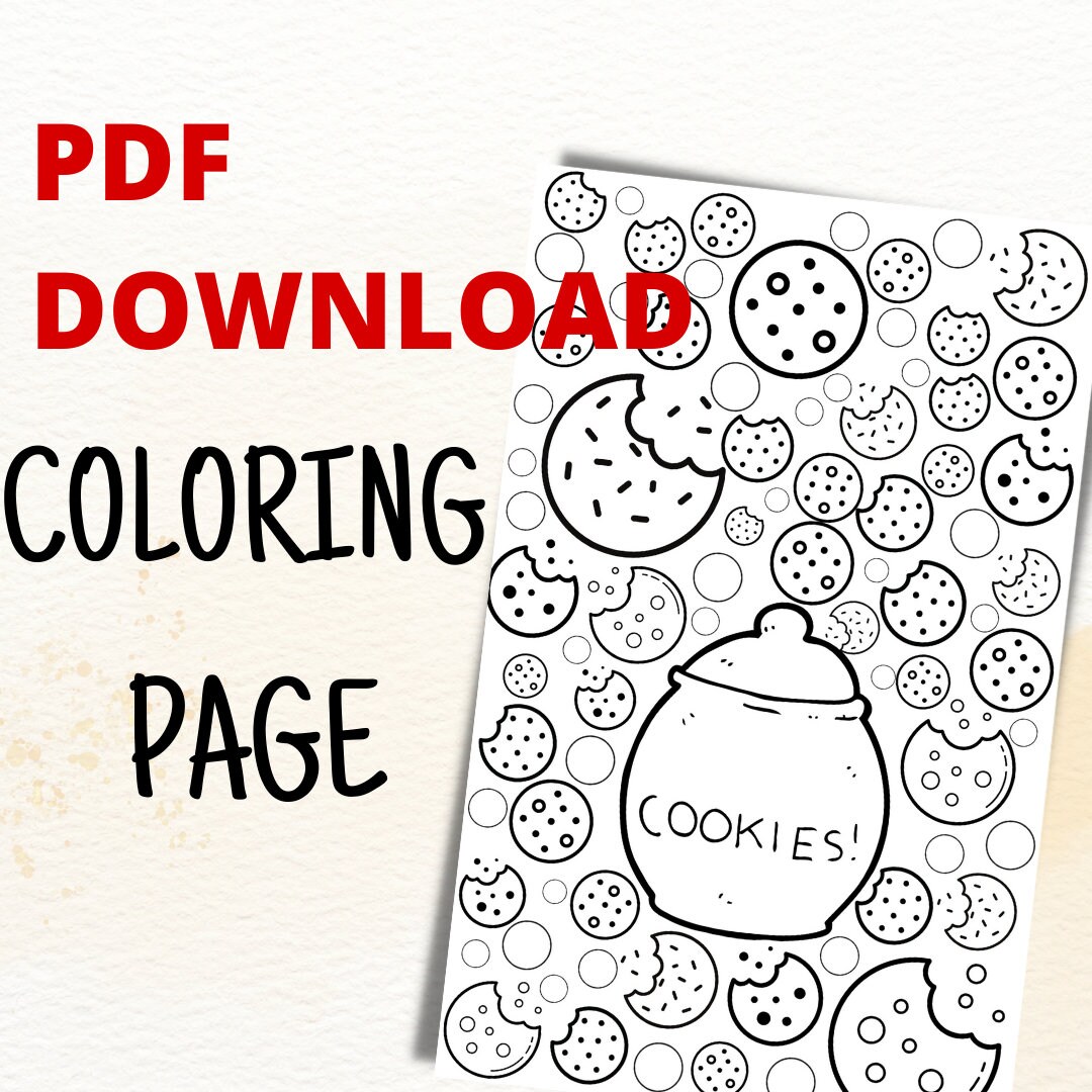 Coloring Book, Pdf Download, for Kids, Cookie, Printable, Digital ...