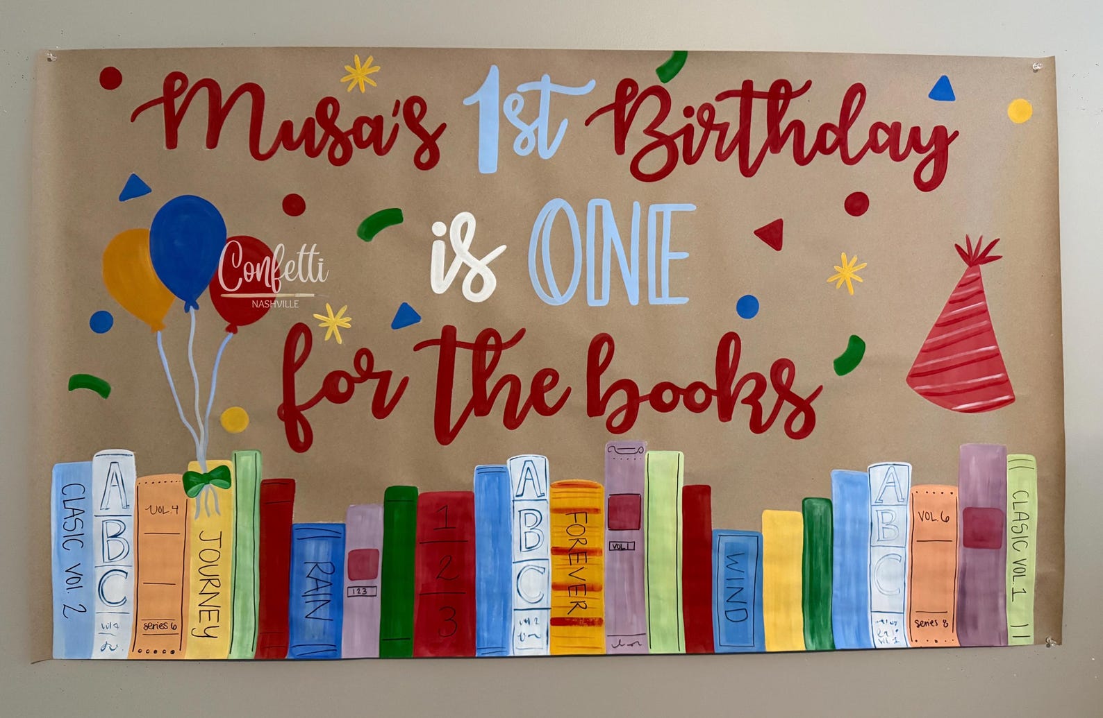 One for the Books, First Birthday Book Hand Painted Banner - Etsy