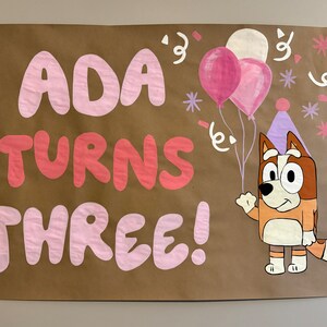 Bluey Birthday Banner, Bluey and Bingo Painted Banner,kraft Paper ...