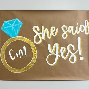 Engagement Banner Hand Painted, Personalized Engagement Sign, Congrats ...