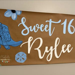 Coastal Cowgirl Painted Banner, Beach Theme Birthday Sign, Bachelorette ...