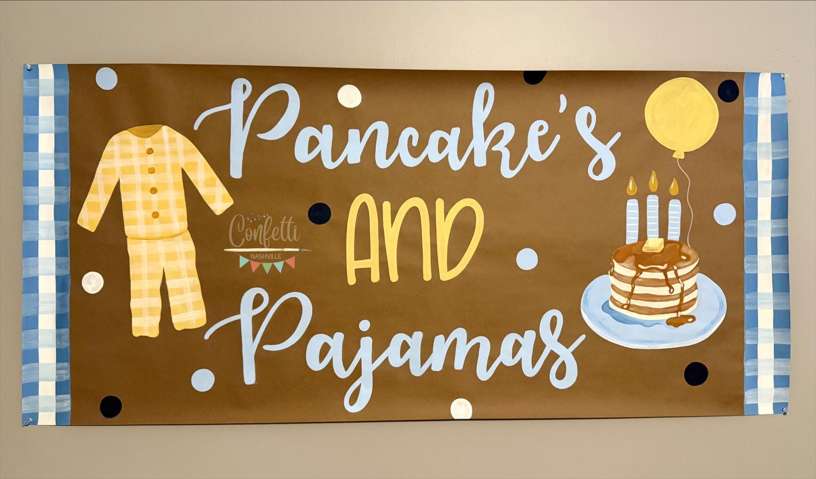 Hand Painted Pancakes and Pajamas Birthday Party Banner Personalized ...