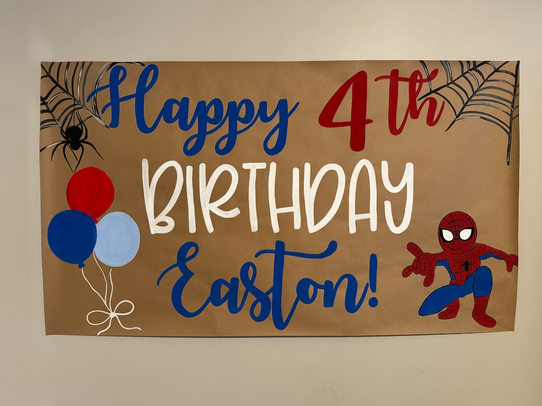 Spider-man Birthday Handpainted Banner - Etsy