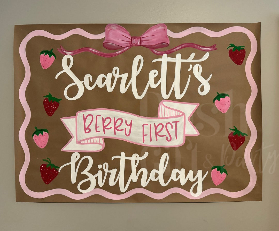Painted Banner Berry First Birthday Sign - Etsy