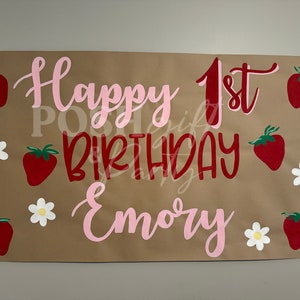 Berry First Birthday Banner: Hand-painted Kraft Paper Party Sign - Etsy