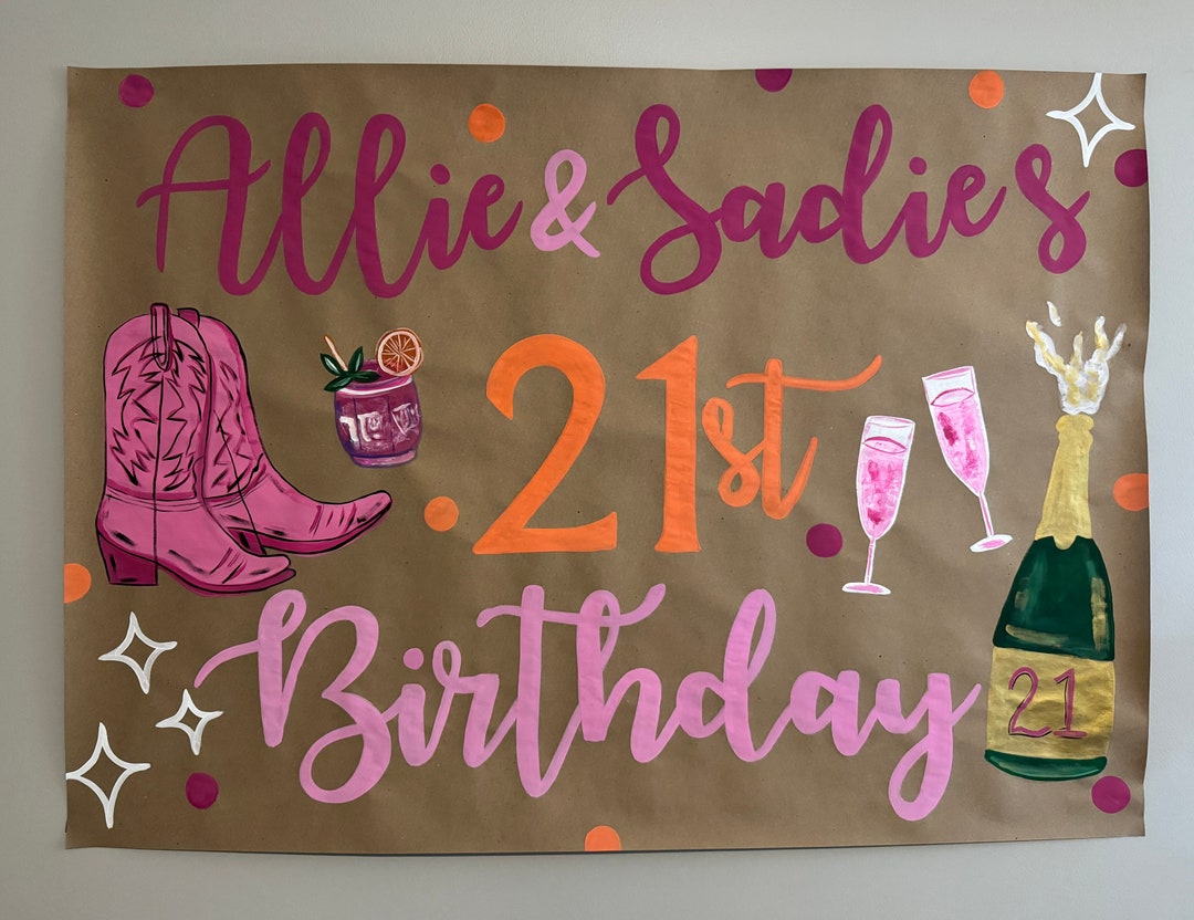 Twenty First Birthday Painted Banner, 21st Birthday, Nashville, Party ...