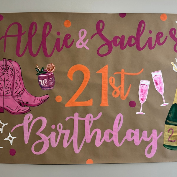 Painted Kraft 21st Birthday Banner - Etsy